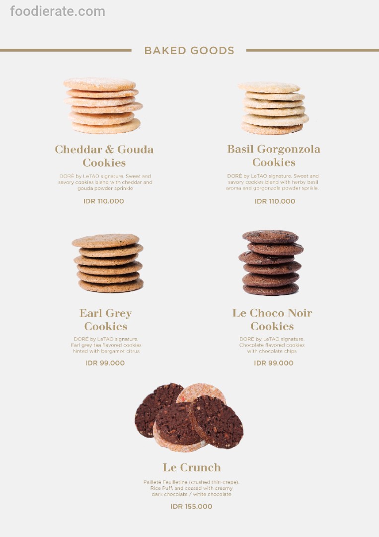 Daftar Harga Menu DORE by LeTAO 2025 | Foodierate