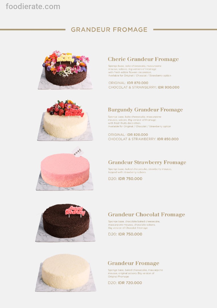 Daftar Harga Menu DORE by LeTAO 2025 | Foodierate