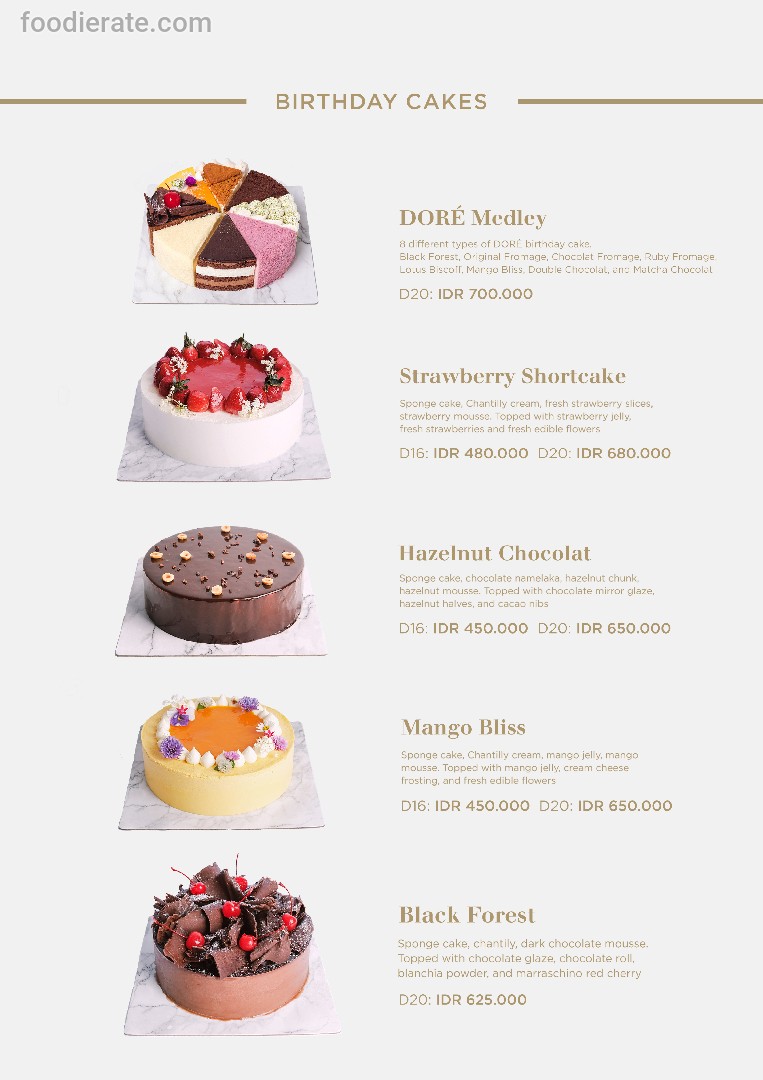 Daftar Harga Menu DORE by LeTAO 2025 | Foodierate