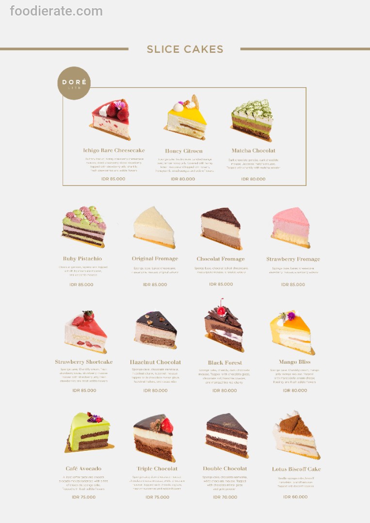 Daftar Harga Menu DORE by LeTAO 2025 | Foodierate