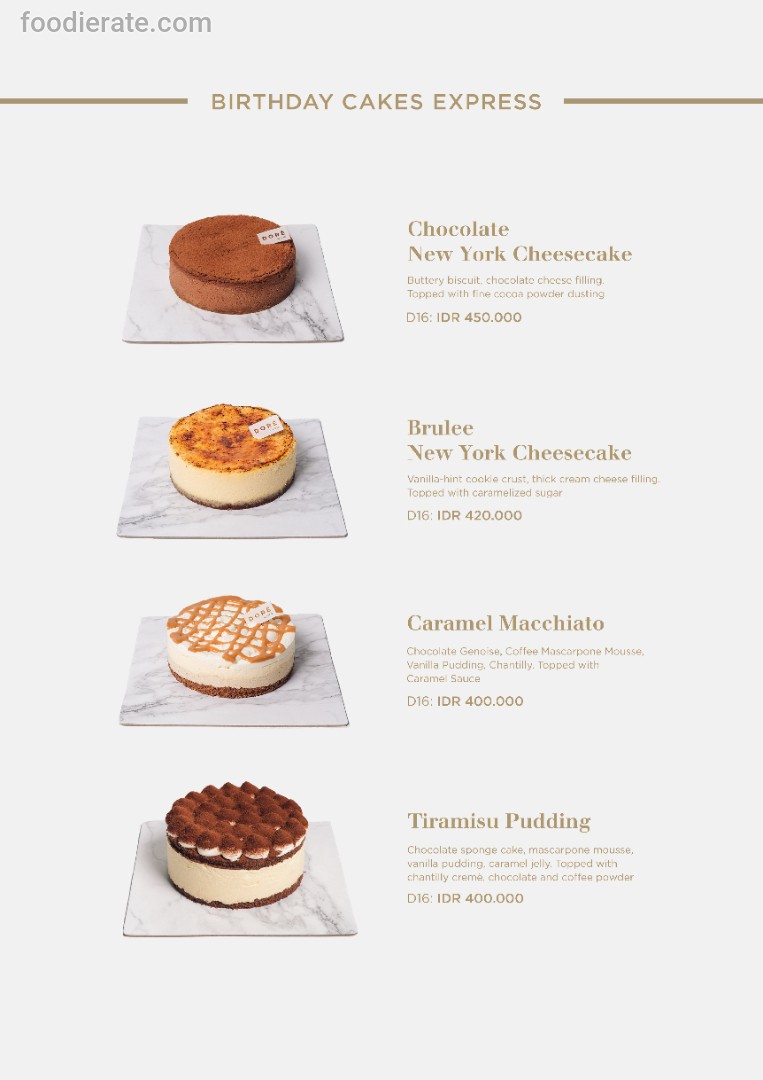 Daftar Harga Menu DORE by LeTAO 2025 | Foodierate