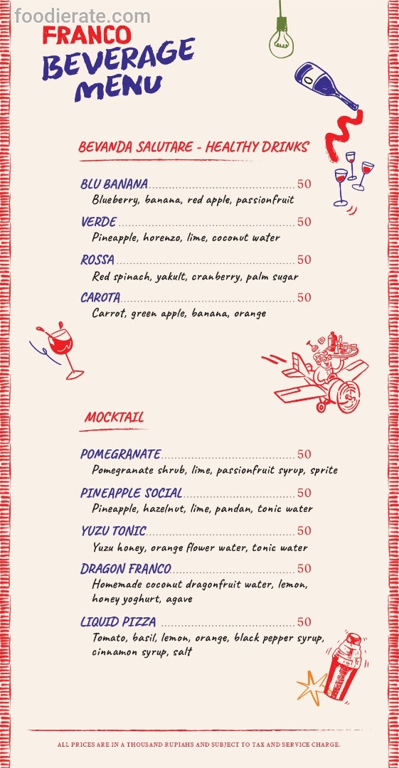 Daftar Harga Menu Franco Ristorante 2026 | Foodierate