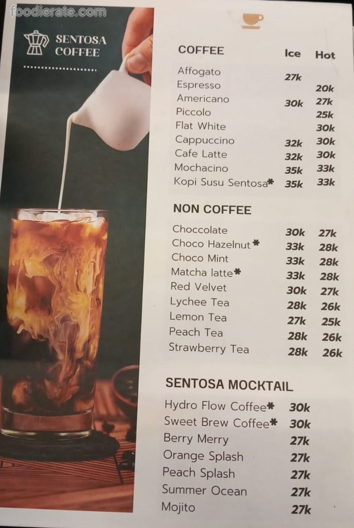 Daftar Harga Menu Sentosa Coffee 2024 | Foodierate