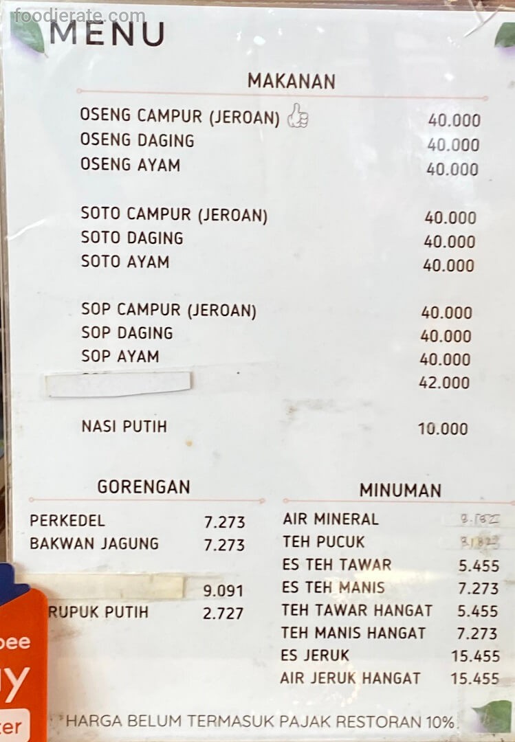 Daftar Harga Menu Soto Betawi H. Mamat 2025 | Foodierate