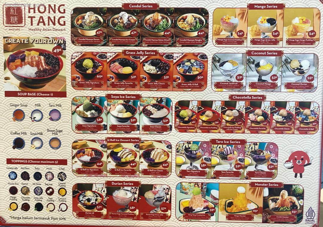 Daftar Harga Menu Hong Tang 2025 | Foodierate