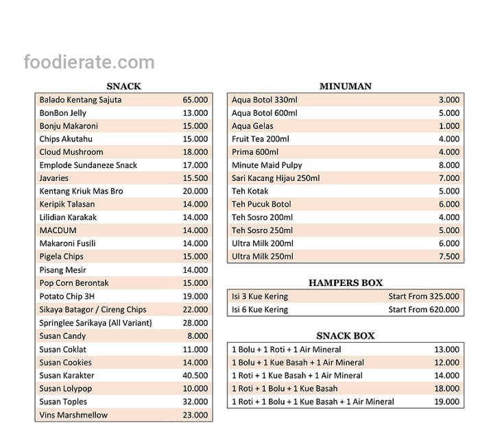 Daftar Harga Menu D' Cika Cake & Bakery 2025 | Foodierate