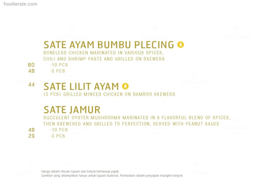 Daftar Harga Menu Sate & Seafood Senayan 2025 | Foodierate