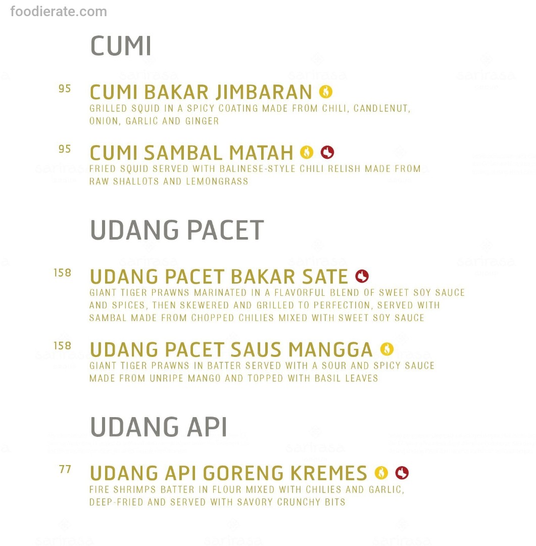 Daftar Harga Menu Sate & Seafood Senayan 2025 | Foodierate