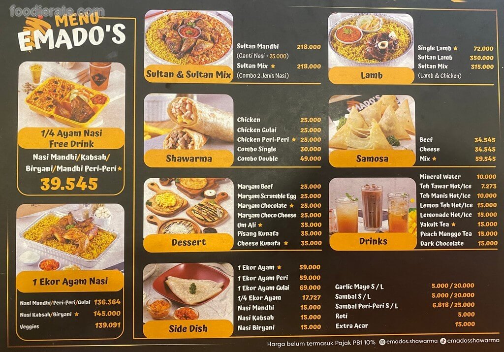 Daftar Harga Menu Emado's Shawarma 2025 | Foodierate