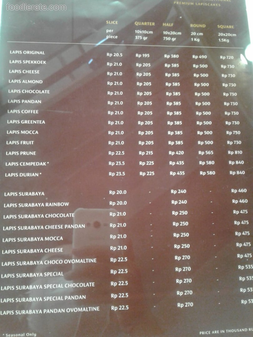 Daftar Harga Menu lapislapis 2025 | Foodierate