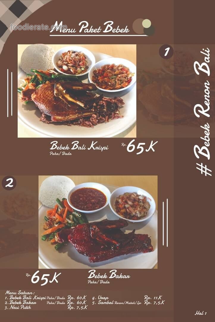 Daftar Harga Menu Bebek Renon 2025 | Foodierate