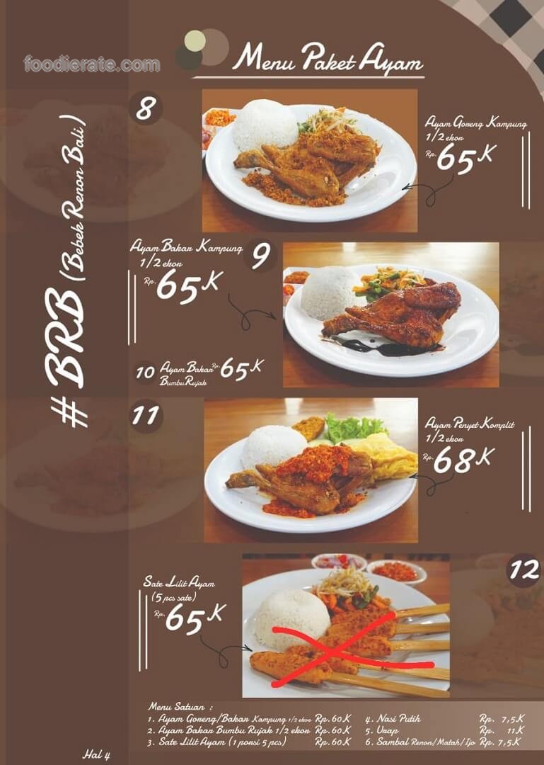Daftar Harga Menu Bebek Renon 2025 | Foodierate