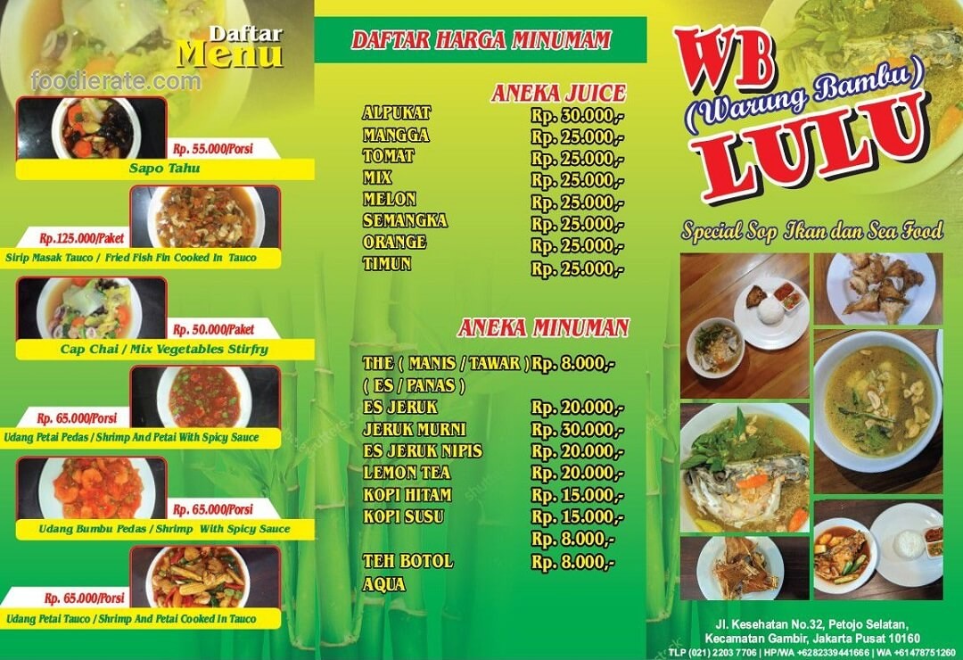Daftar Harga Menu Warung Bambu Lulu 2025 | Foodierate