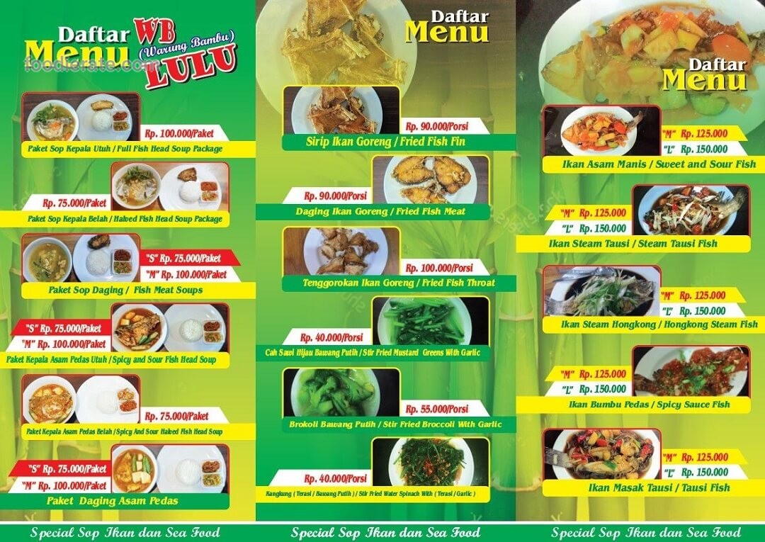 Daftar Harga Menu Warung Bambu Lulu 2025 | Foodierate