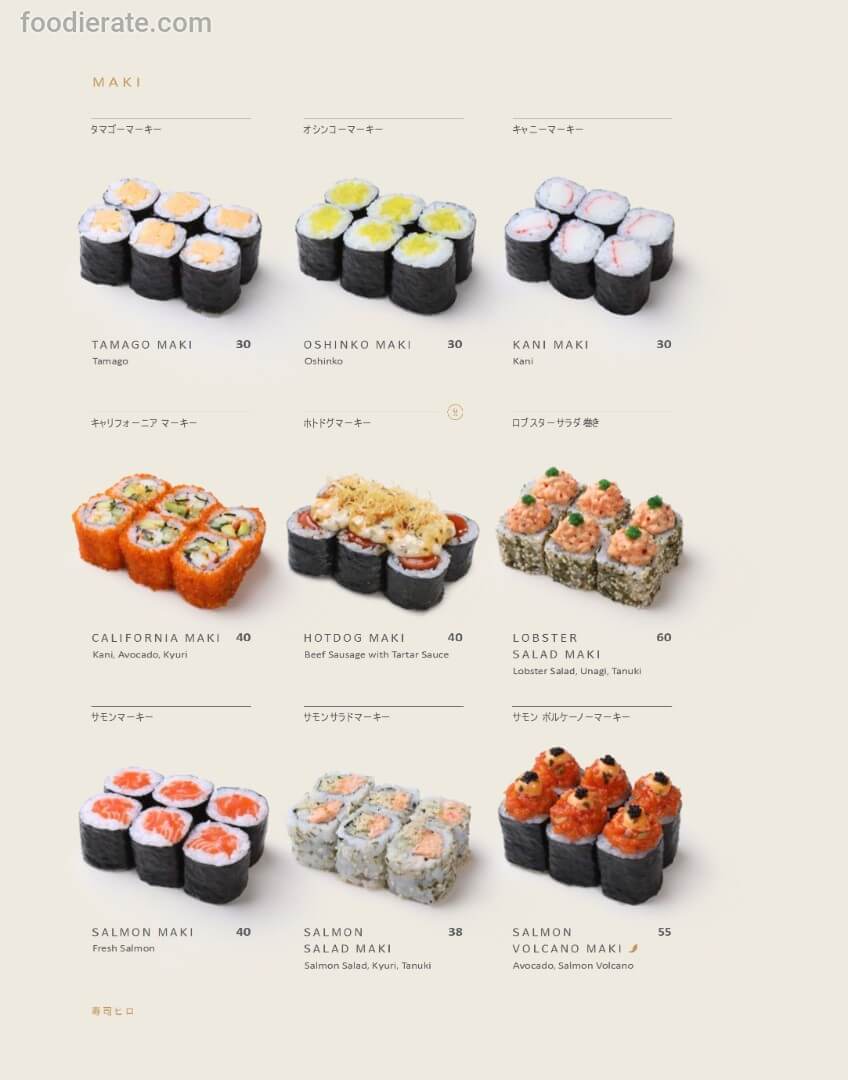 Daftar Harga Menu Sushi Hiro 2025 | Foodierate