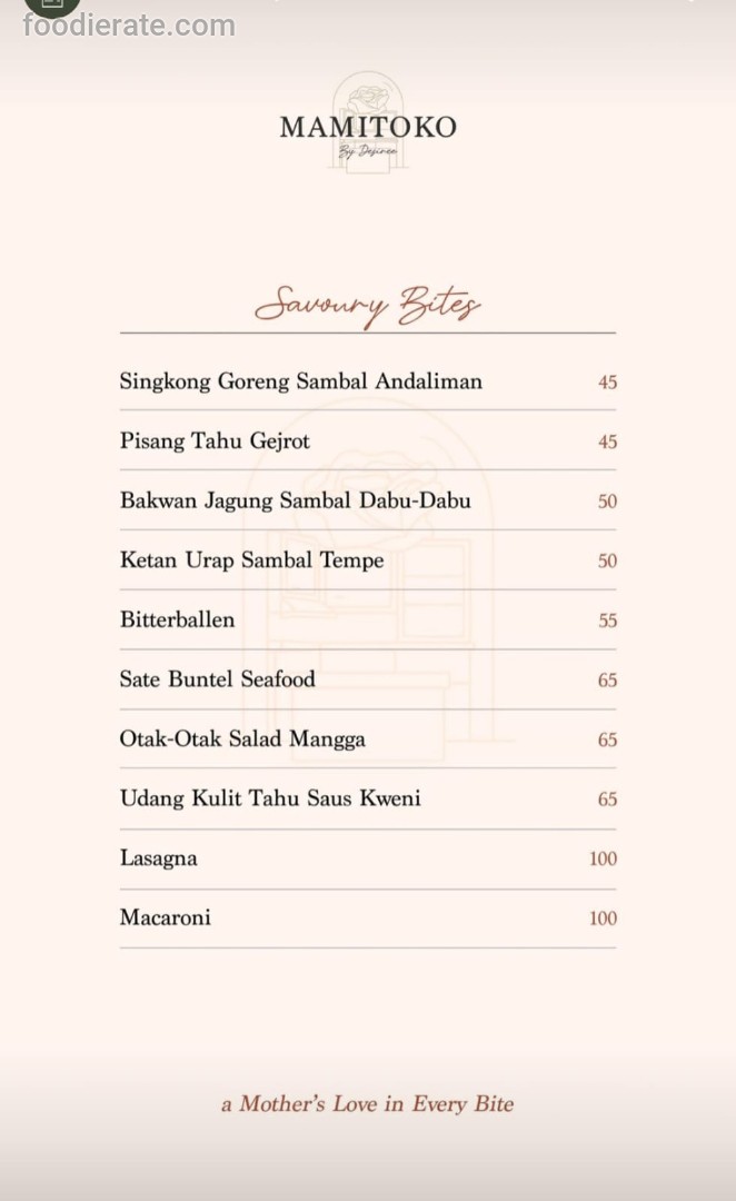 Daftar Harga Menu Mamitoko 2025 | Foodierate