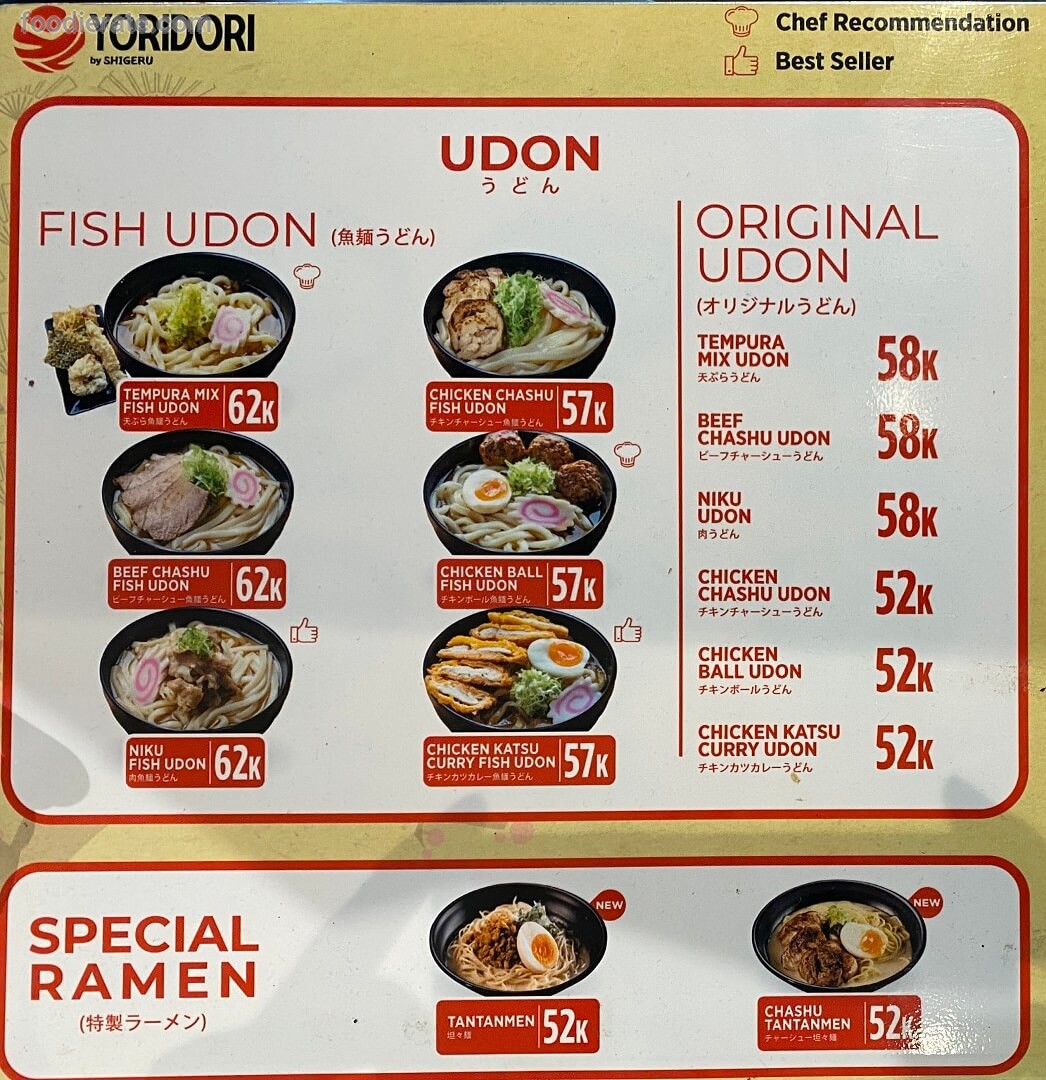 Daftar Harga Menu Yoridori 2025 | Foodierate