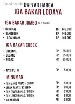 Daftar Harga Menu Iga Bakar Lodaya 2026 | Foodierate