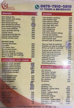 Daftar Harga Menu Cs Food's Beverages 2026 | Foodierate