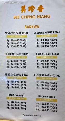 Daftar Harga Menu Bee Cheng Hiang Gourmet Cafe 2025 | Foodierate