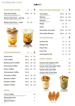 Daftar Harga Menu Kohvi 2026 | Foodierate