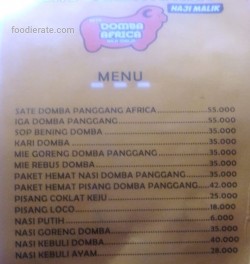 Daftar Harga Menu Sate Domba Africa Haji Malik 2025 | Foodierate