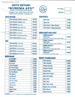 Daftar Harga Menu Soto Betawi Kusuma Ayu 2026 | Foodierate